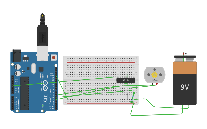 Circuit design DC motor interface - Tinkercad