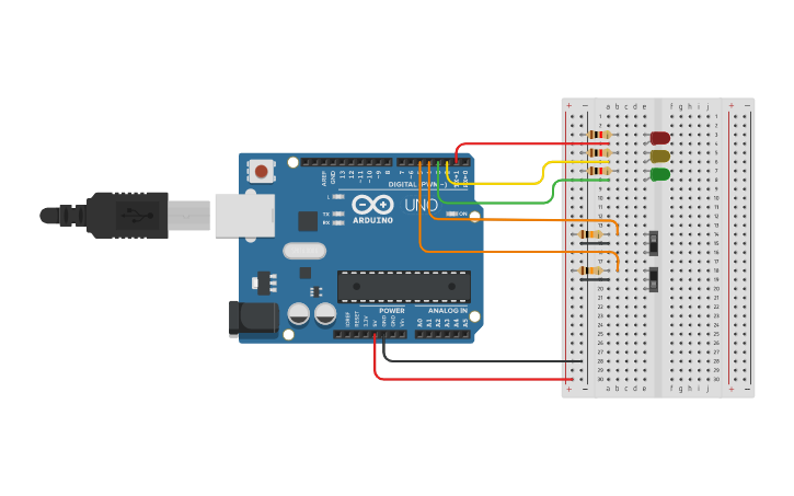 Circuit design Semáforo con Arduino 2 | Tinkercad