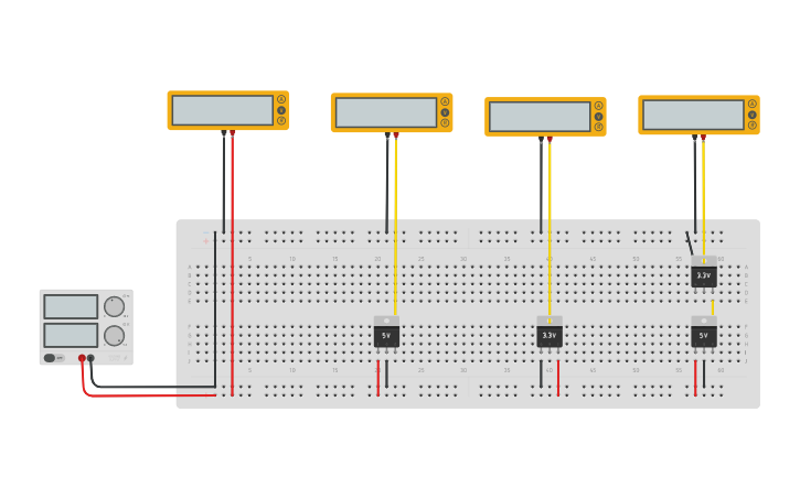 Circuit design Voltage Regulator example - Tinkercad