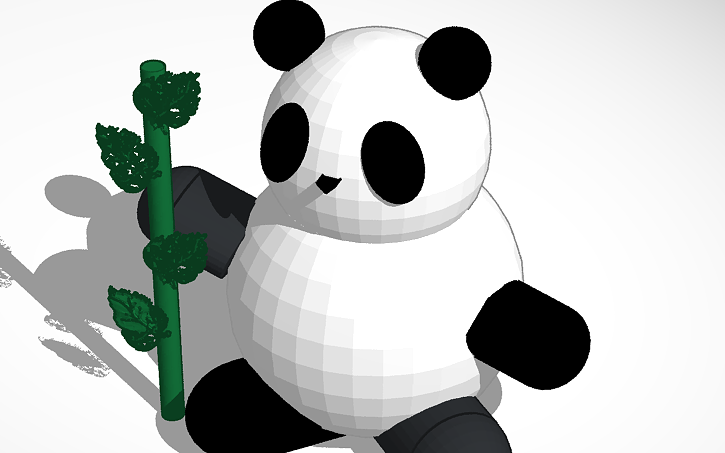 3D design Cute Panda With Bamboo | Tinkercad