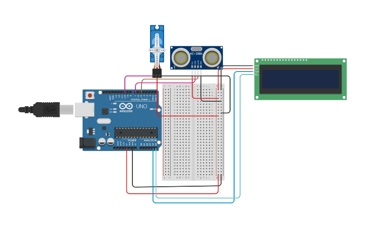 Circuit design Ultrasound Sensor (2110101033) - Tinkercad