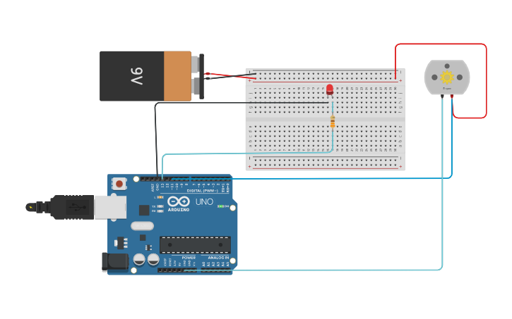 Circuit design Unidad 2 Actividad 3: Motor y LED con arduino | Tinkercad Circuit design Unidad 2 Actividad 3: Motor y LED con arduino | Tinkercad