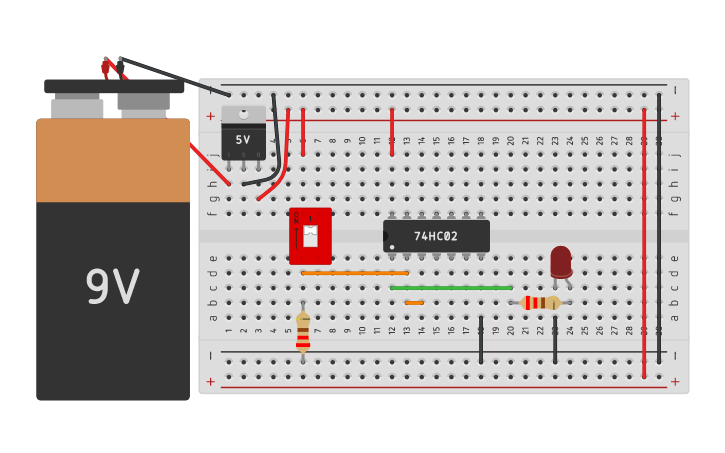 Circuit design Not Gate (Nor) | Tinkercad