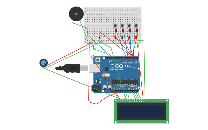 Circuit design Copy of DIY Reaction Time Game - Tinkercad