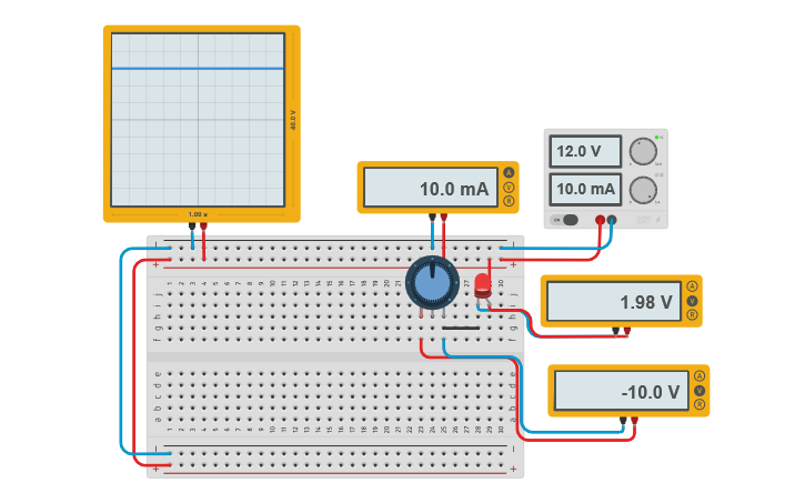 Circuit design 3) Un led y un potenciometro - Tinkercad