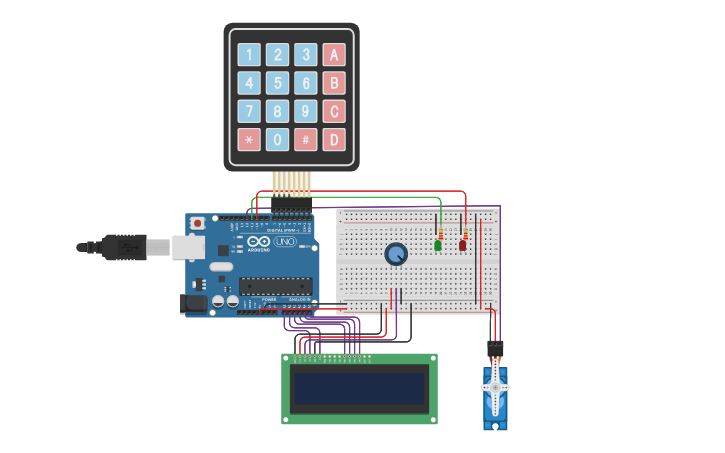 Circuit design practica puerta automatica - Tinkercad