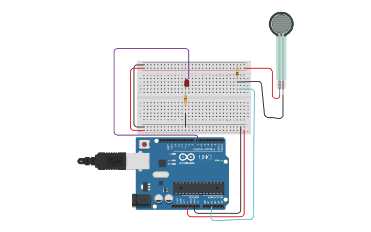 Circuit design Force sensor - Tinkercad