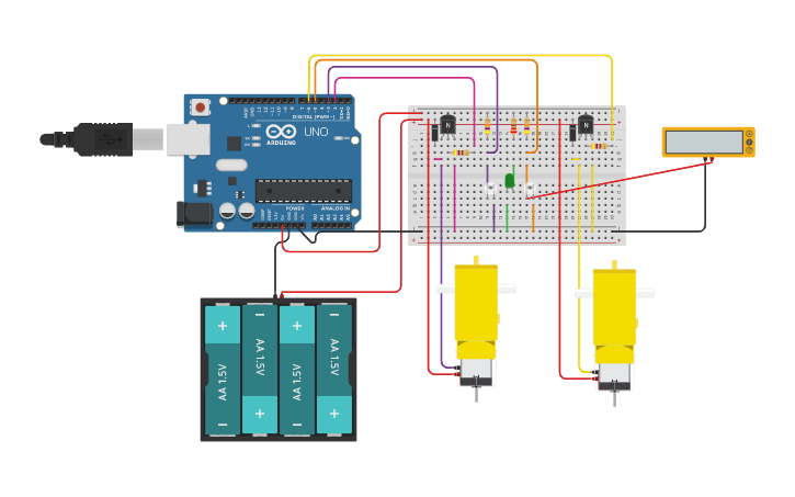 Circuit design Line Follower v2 - Tinkercad
