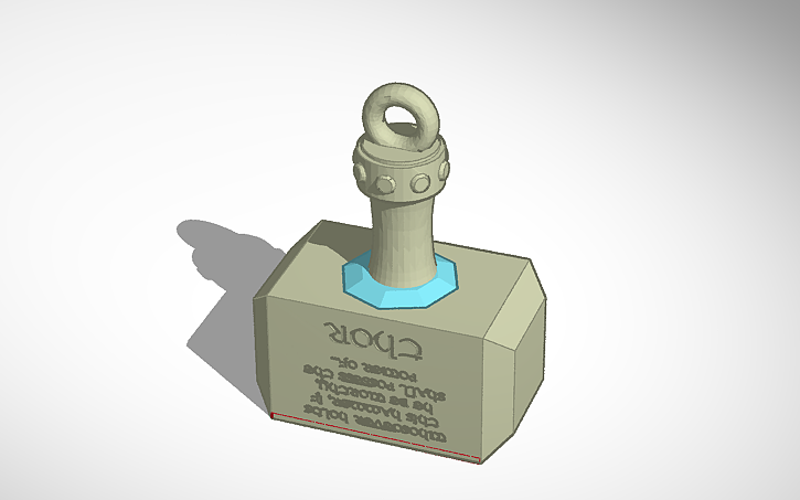 3D design Thor Hammer - Baby Rattle w/ Name - Tinkercad