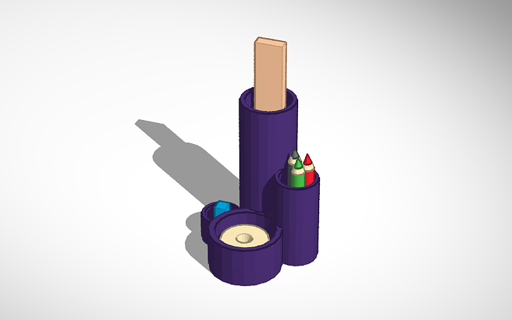 3D design Stationary holder (with stationary) - Tinkercad