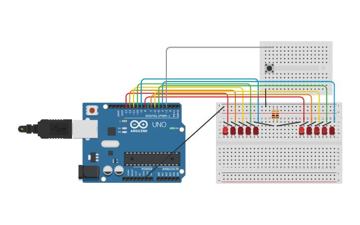 Circuit design Binary Clock - Tinkercad