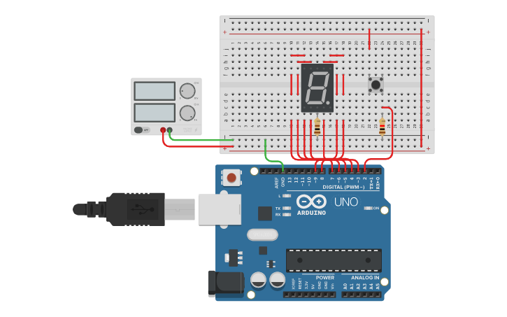 Circuit design 7 Segment - Tinkercad