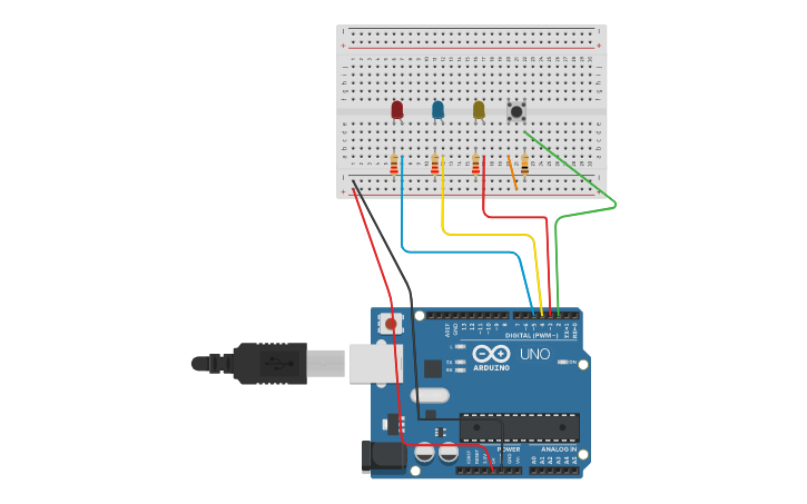 Circuit design Pulsador | Tinkercad