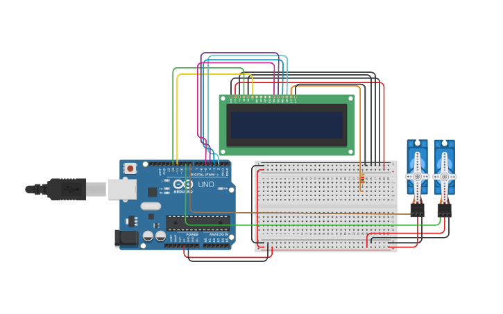 Circuit design Servomotor - Pantalla LCD - Monitor Serial | Tinkercad Circuit design Servomotor - Pantalla LCD - Monitor Serial | Tinkercad