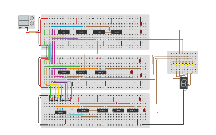 Circuit Design 7 Segment Decoder Realization Tinkercad