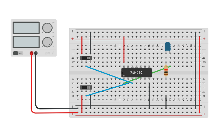 Circuit design multiplayer game trigger using NOR gate (exp 3) | Tinkercad
