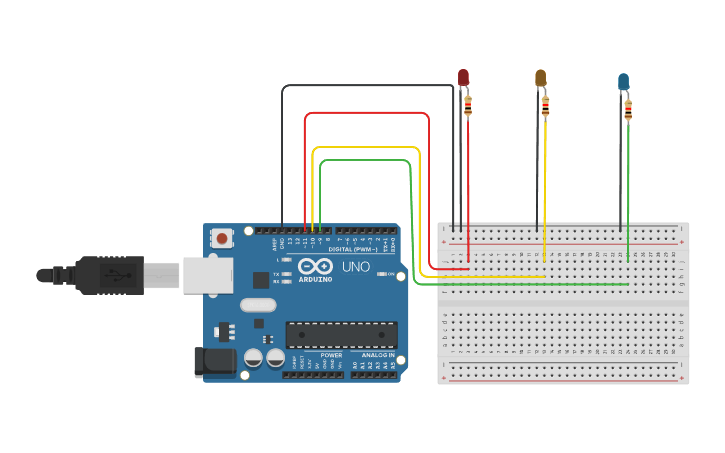 Circuit design Traffic light - Tinkercad