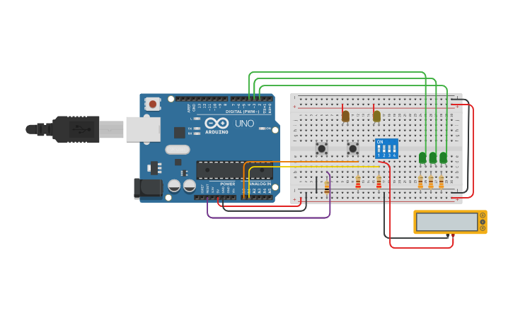 Circuit design E06_Lectura_valores_digitales - Tinkercad