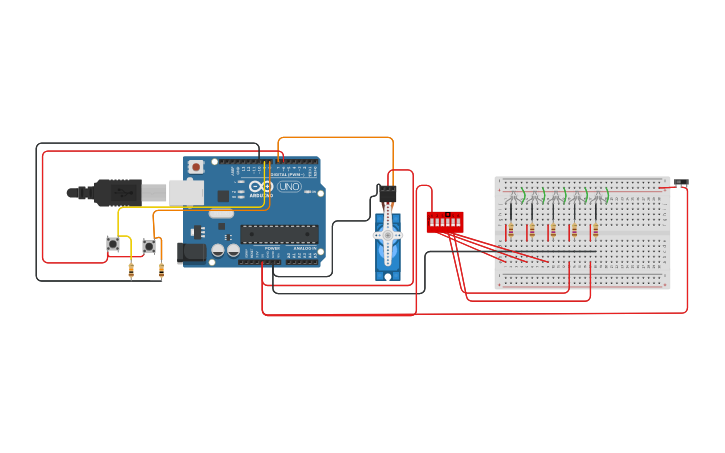 Circuit design AutoMated Parking Lot circuit | Tinkercad