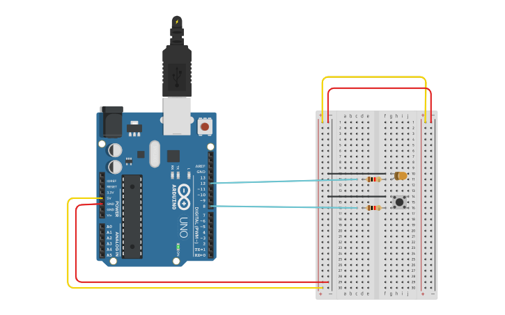 Circuit design Button example | Tinkercad