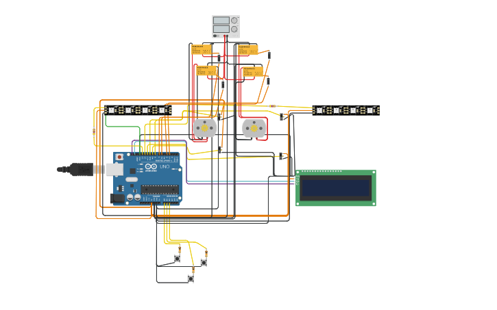 Circuit design Timer based Dual Motors with relays - Tinkercad