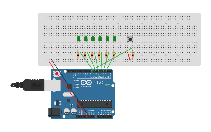 Circuit design Copy of ARDUINO Dice | Tinkercad Circuit design Copy of ARDUINO Dice | Tinkercad