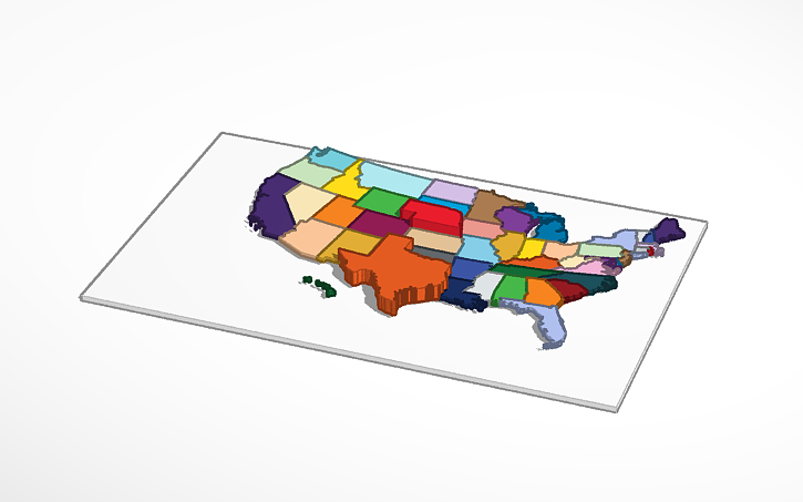 3D design Yutan USA MAP - Tinkercad