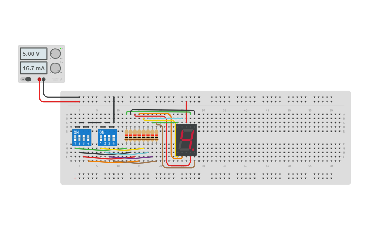 Circuit design Display sete seguimentos | Tinkercad Circuit design Display sete seguimentos | Tinkercad