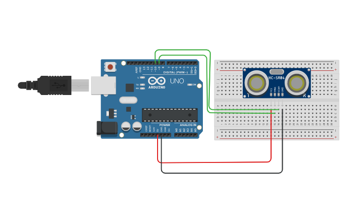 Circuit design ULTRASONIC SENSOR - Tinkercad