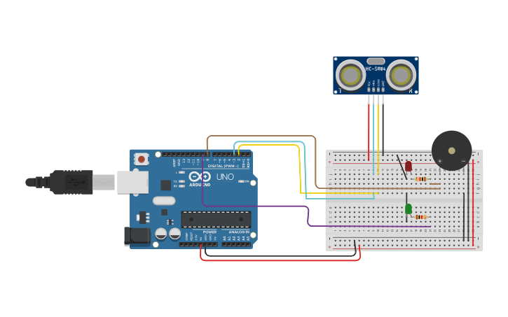 Circuit design Ultrasonic - Tinkercad