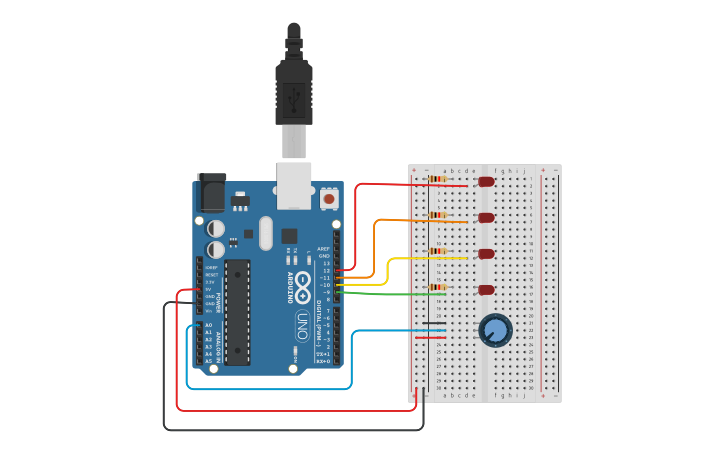 Circuit Design Potentiometer And Serial Monitor Tinkercad