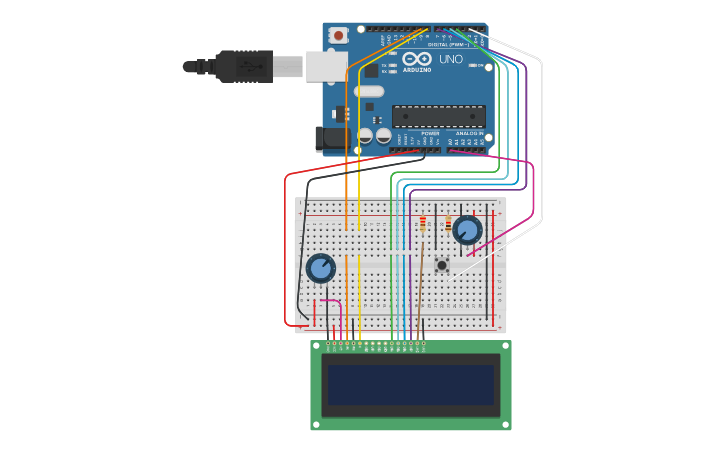 Circuit design LCD 1602 - Tinkercad