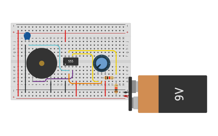 Circuit design Astable multivibrator using 555 timer IC - Tinkercad