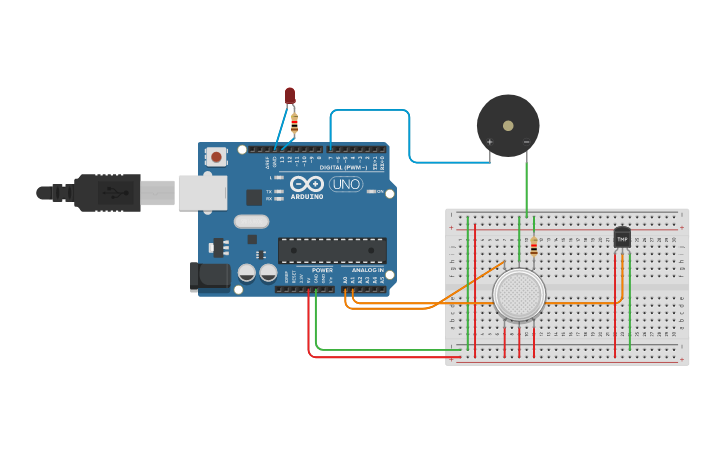 Circuit design Fire Alarm System - Tinkercad