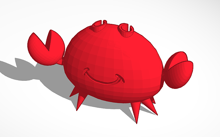 3D design crab earbud holder - Tinkercad