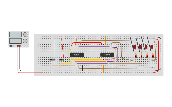 Circuit design PISO - Tinkercad