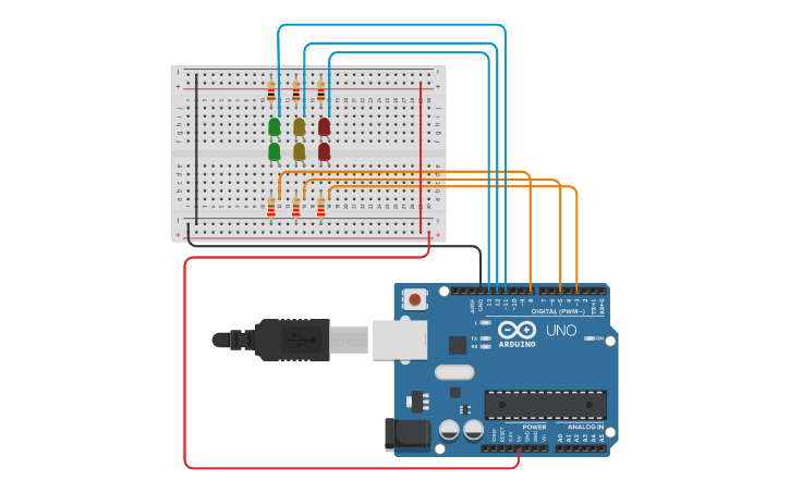 Circuit design 2 Semáforos-Arq. - Tinkercad