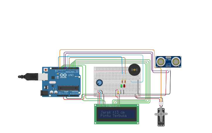 Circuit Design Simulasi Sensor Ultrasonic Dengan Aktuator Motor Servo