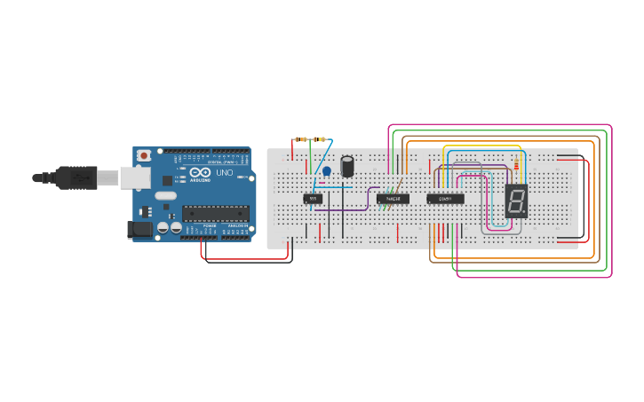 Circuit design Decade Counter - Tinkercad