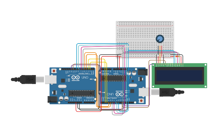 Circuit design seriale + comunicazione - Tinkercad