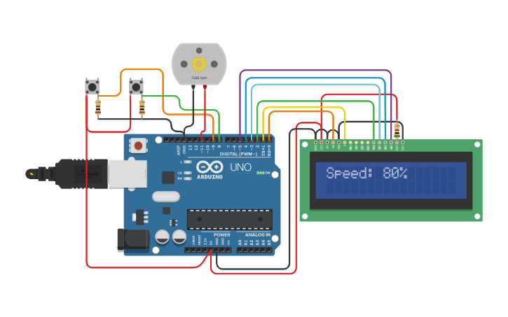 Circuit design Motor Speed Control - Tinkercad