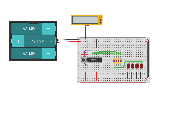 Circuit design 74HC93 - Tinkercad
