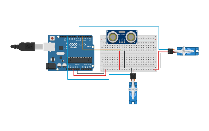 Circuit design Automatic Dustbin circuit - Tinkercad