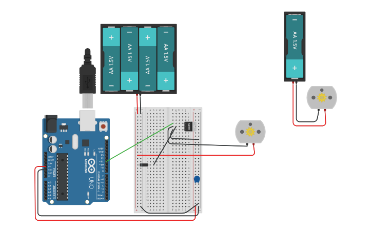 Circuit design single direction DC motor | Tinkercad