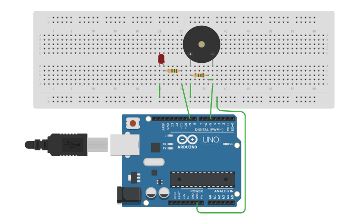 Circuit design Project 13 – Piezo Knock Sensor - Tinkercad