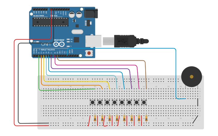 Circuit design Copy of Piano - Tinkercad Circuit design Copy of Piano - Tinkercad