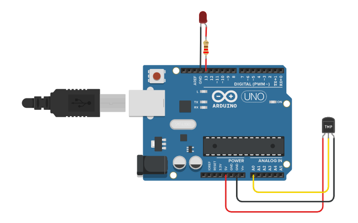 Circuit Design Practica 9 Arduino Sensor De Temperatura Tinkercad