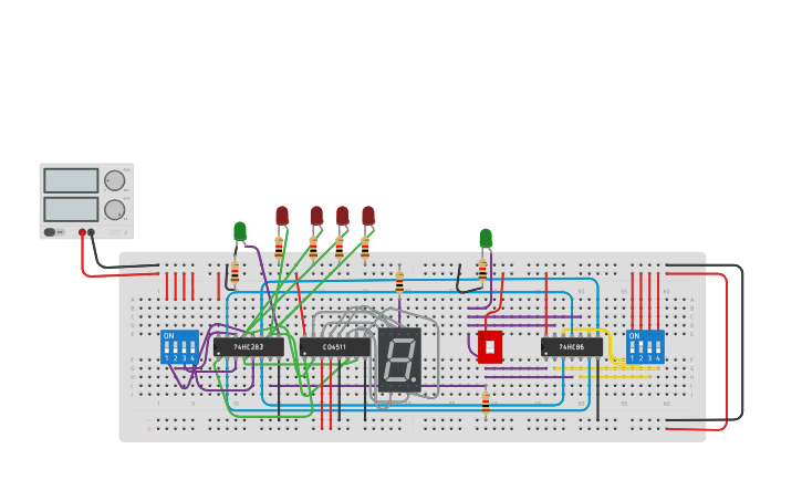 Circuit Design 4 Bit Parallel Adder Subtractor With Bcd 7 Tinkercad