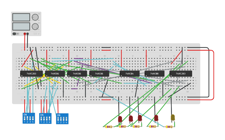 Circuit design 1s complement - Tinkercad