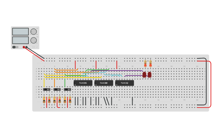Circuit design Binary Full Adder - Tinkercad